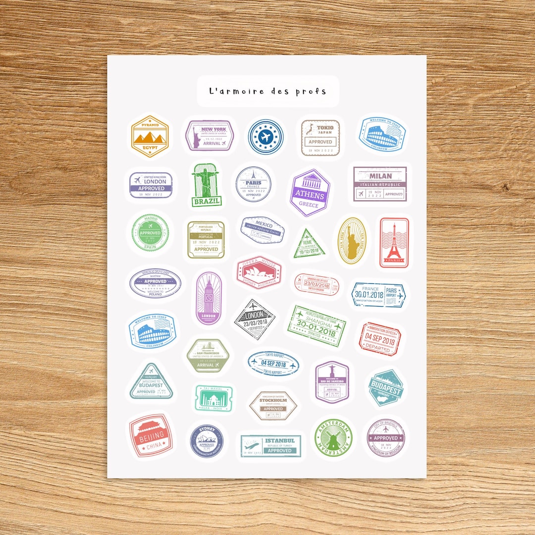 Travel Stickers, Passport Stamps Vacation Planner Stickers, Wanderlust ...
