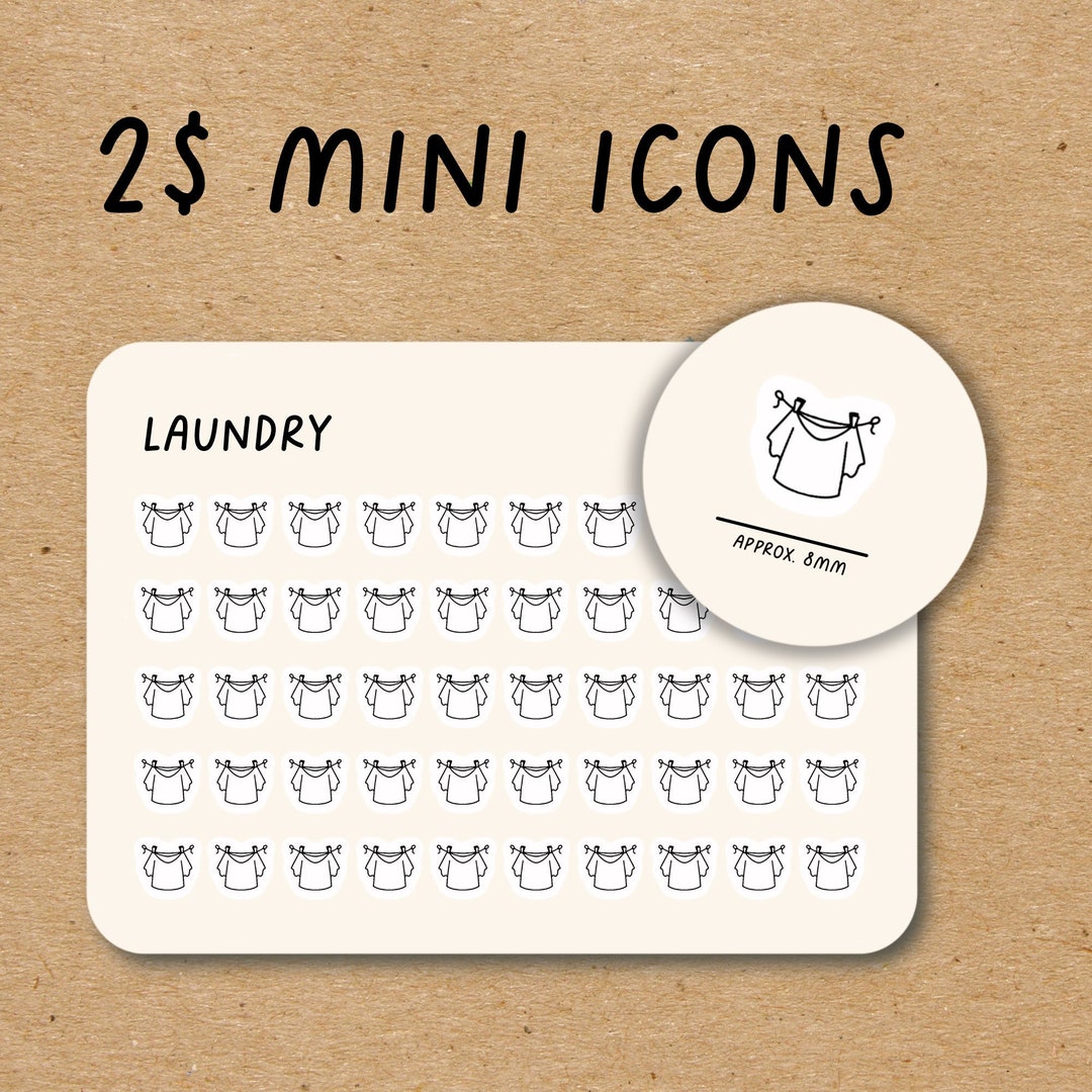 LAUNDRY Mini Icon Stickers for Planner / Laundry Chores Icon Stickers ...