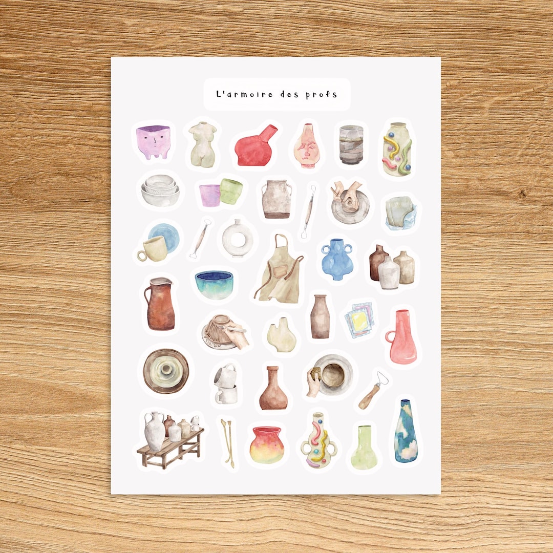 POTTERY Theme Sticker Sheet / Clay and Ceramic Sculpting / Vase Planner ...