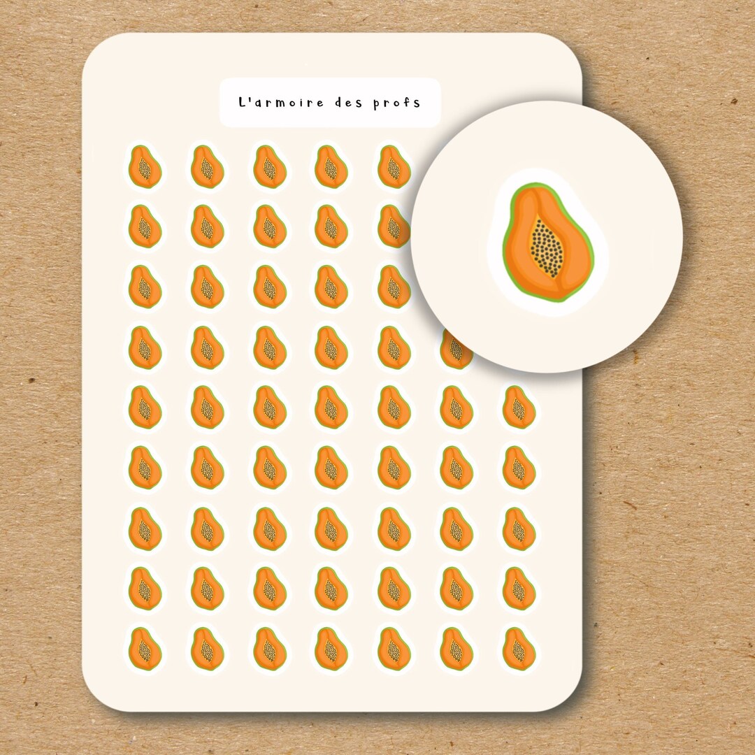 PAPAYA Stickers / Fruit and Veggie Planner Stickers / Tropical Stickers ...