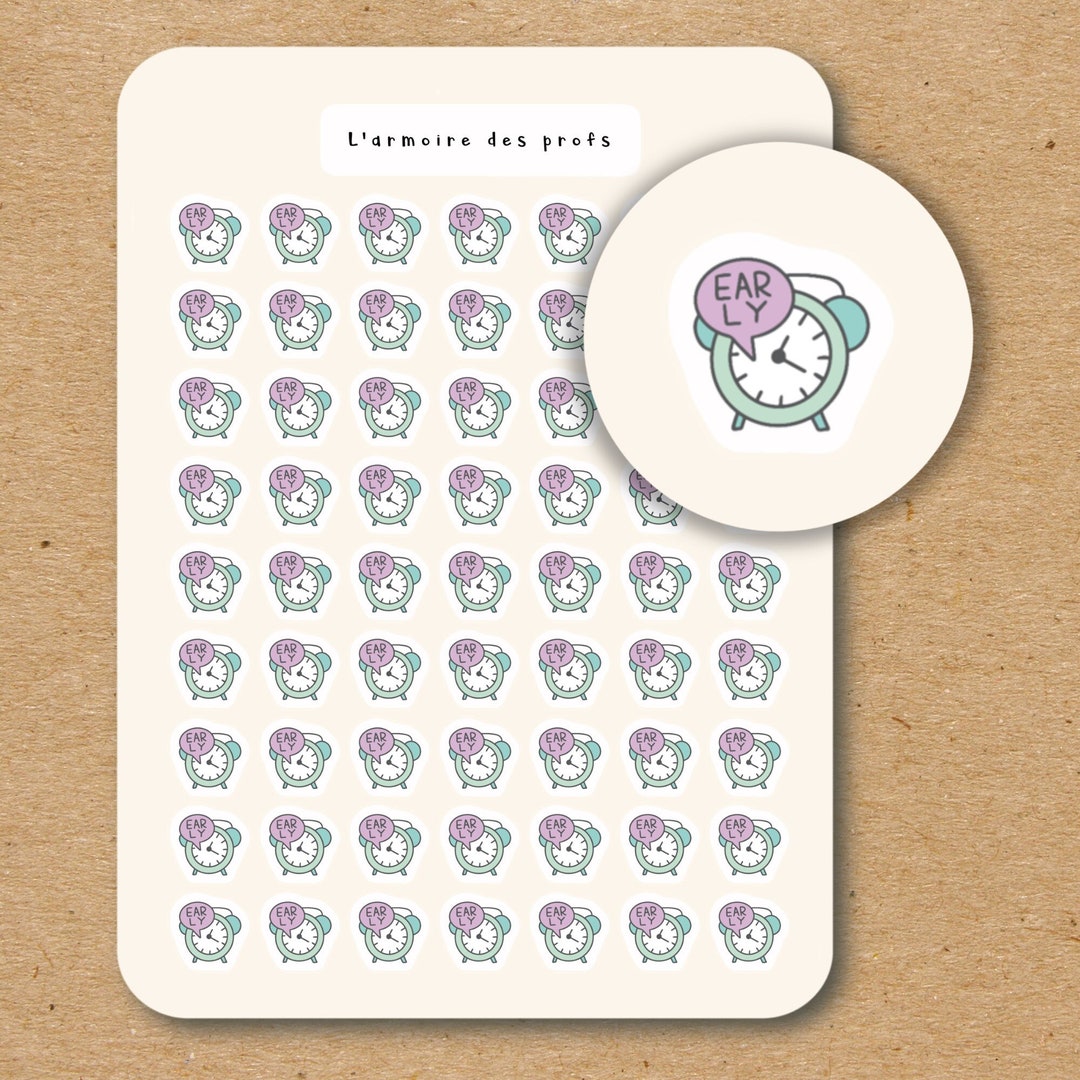CLOCK EARLY Icon Planner Stickers, Alarm Reminder Stickers, Alarm Clock ...