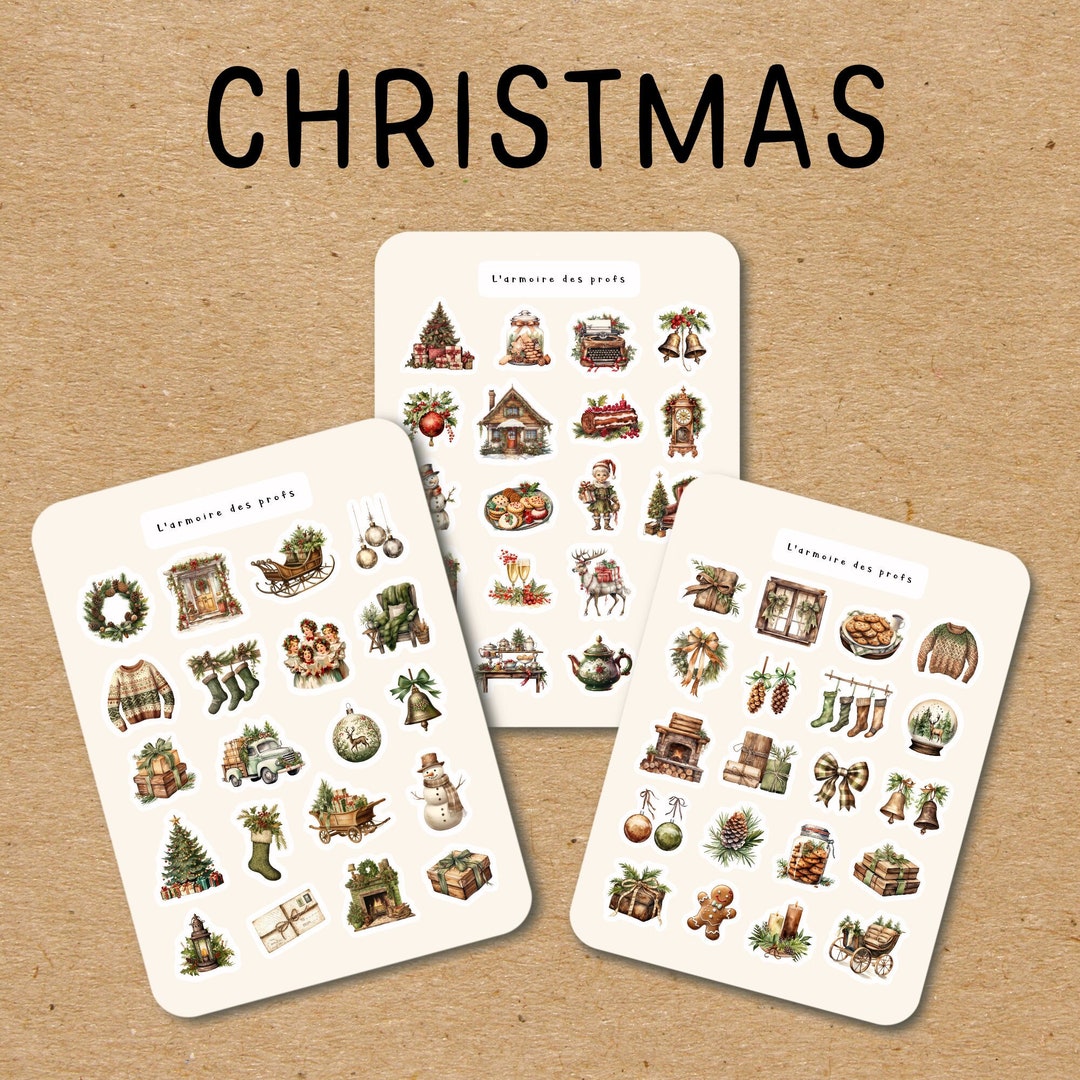 CHRISTMAS Sticker Sheet Pack, Holiday Stockings Stickers, Cozy Holiday ...