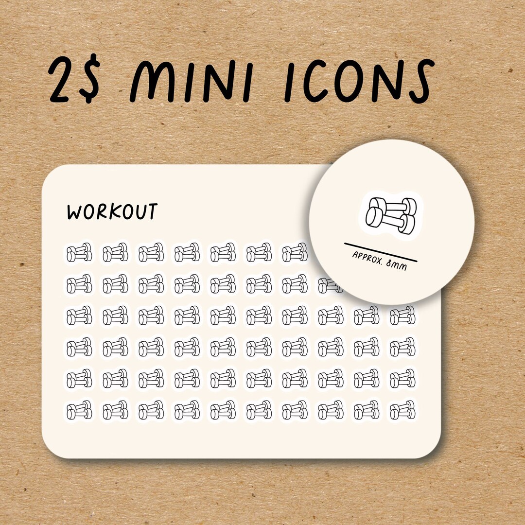 WEIGHT Mini Icon Stickers for Planner / Workout Icon Stickers / Fitness ...