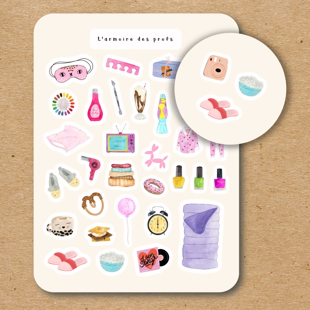 SLUMBER PARTY Theme Sticker Sheet / Sleepover Stickers Planner ...