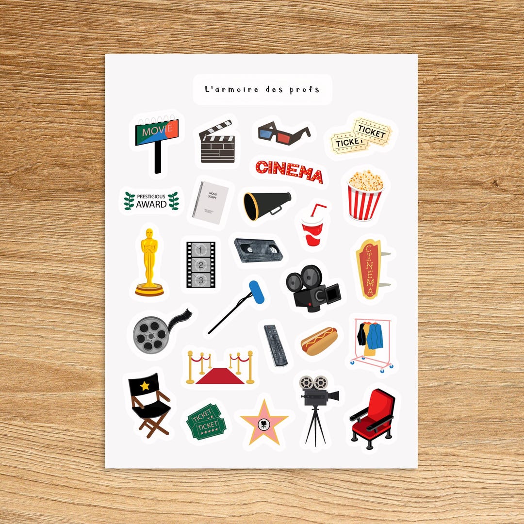 MOVIE NIGHT Stickers for Planners Journals Scrapbooking and Notebooks ...