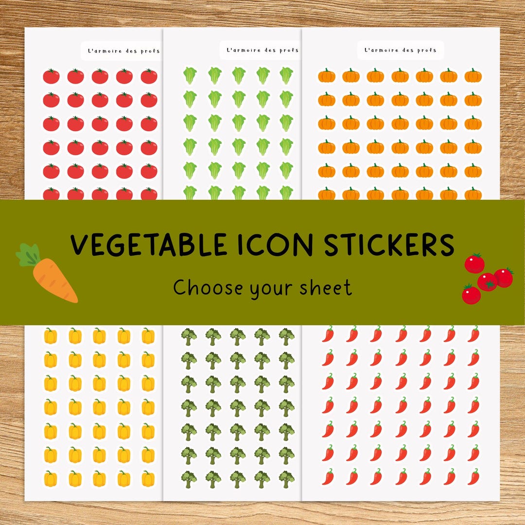 Vegetable Icon Stickers for Planners, Meal Planner Habit Tracker ...