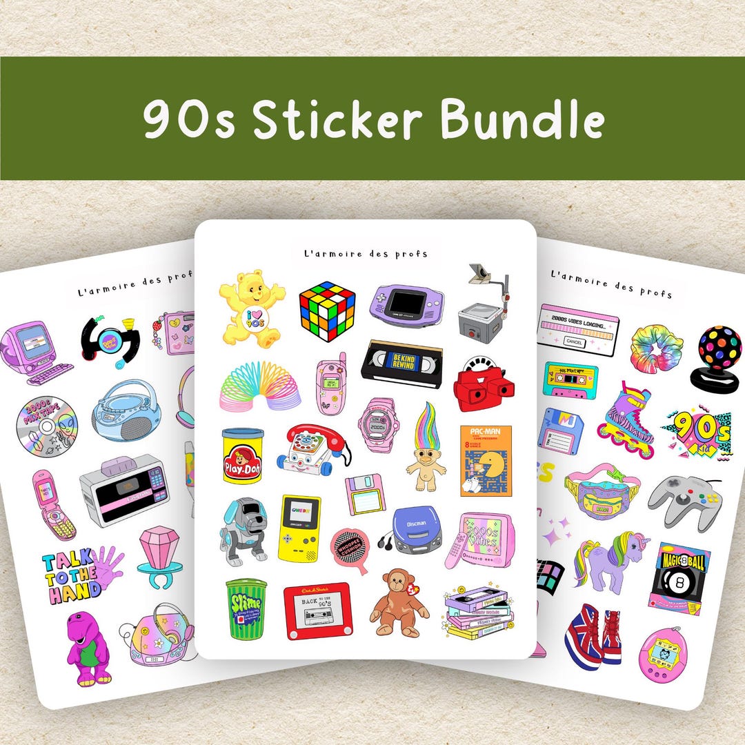 Y2K 90s 2000s Millennial Planner Stickers Bundle, Sticker Sheet Bundle ...