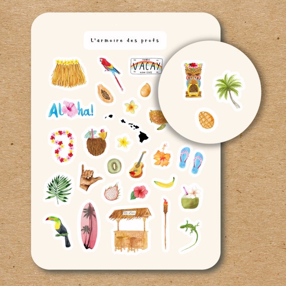 HAWAII Theme Sticker Sheet / Tropical Vacation Planner & - Etsy