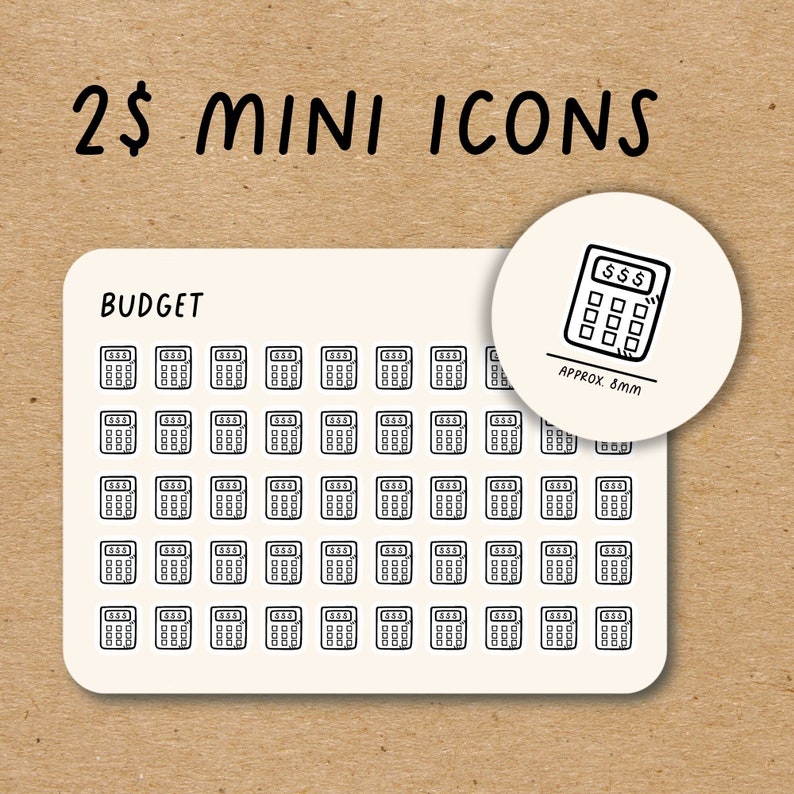 CALCULATOR Mini Icon Stickers / Minimalist Budget Stickers / - Etsy