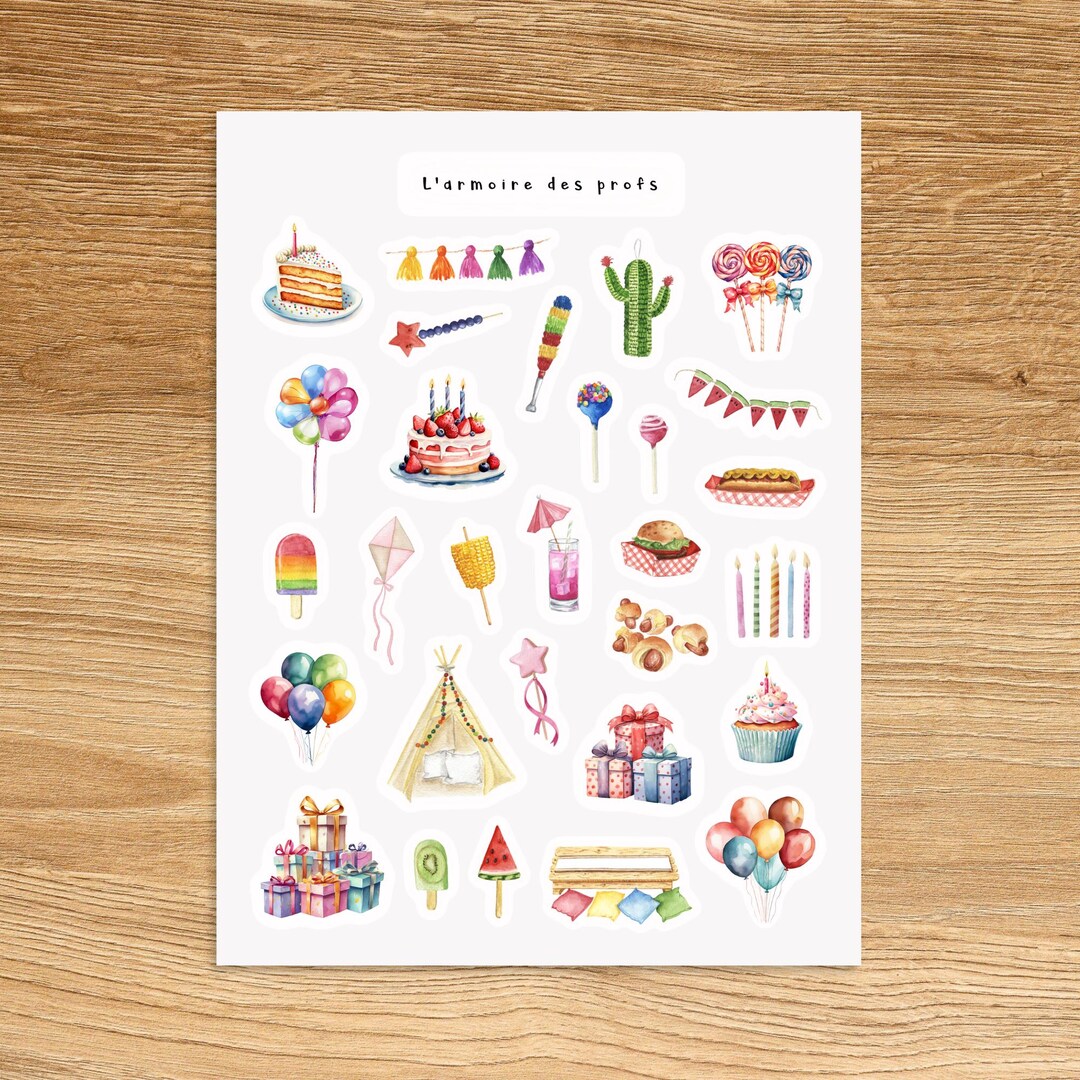 BIRTHDAY PARTY Theme Stickers for Planner / Birthday Planner Stickers ...