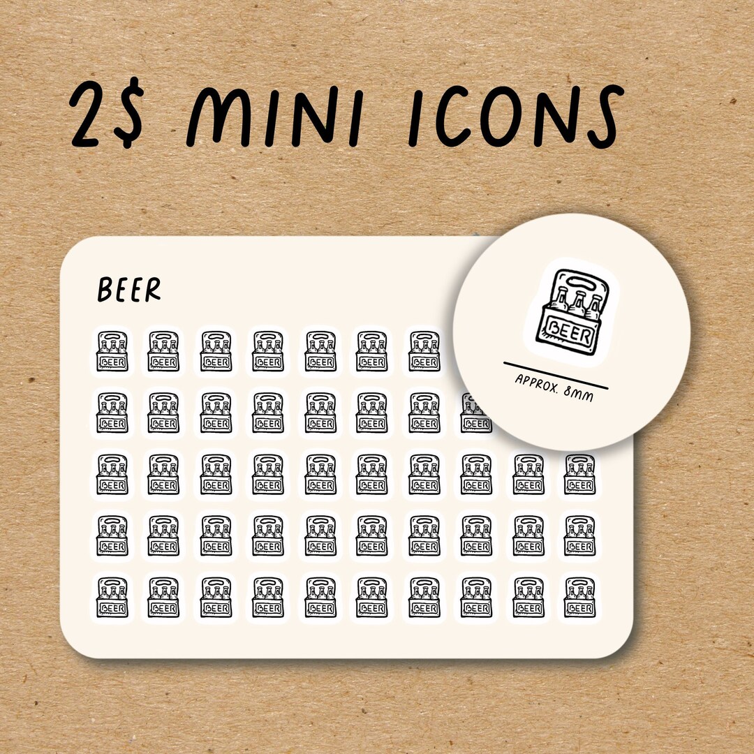 BEER Mini Icon Stickers / Alcohol Icon for Planner / Drinking Minimal ...