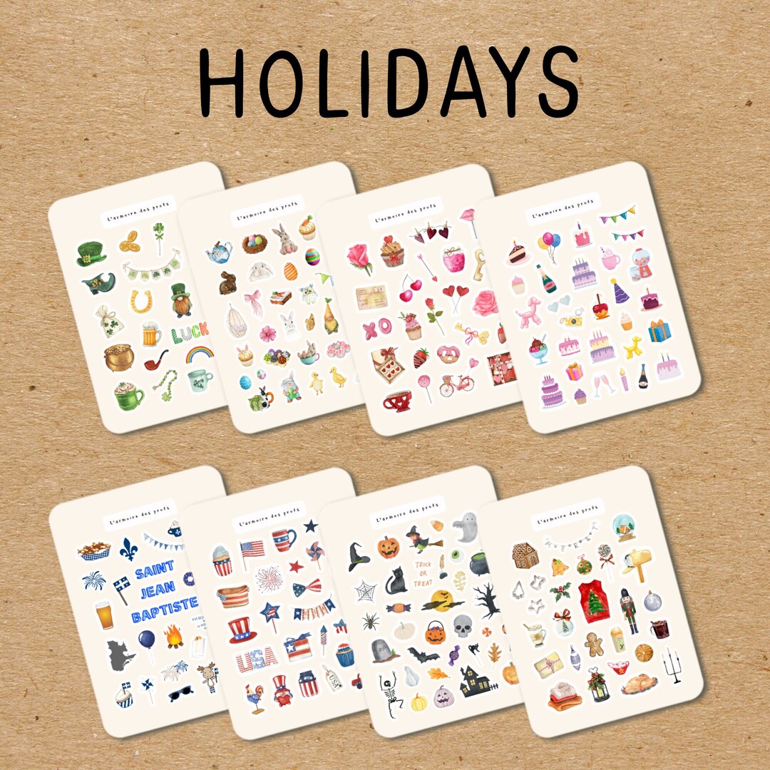 HOLIDAYS Theme Sticker Sheet / Holiday Stickers Pack - Etsy