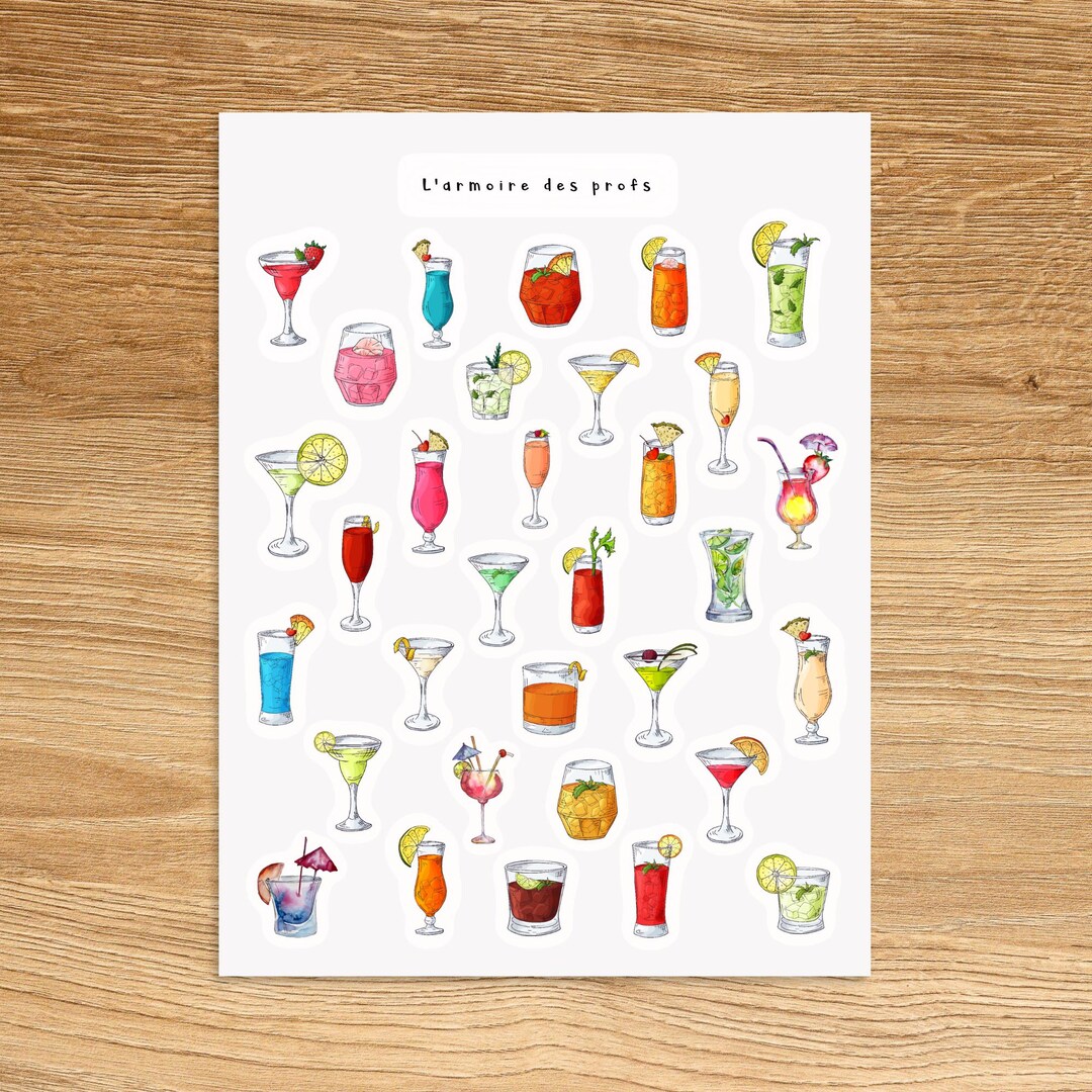 COCKTAILS Sticker Sheet / Planner & Journal Sticker Sheet - Etsy