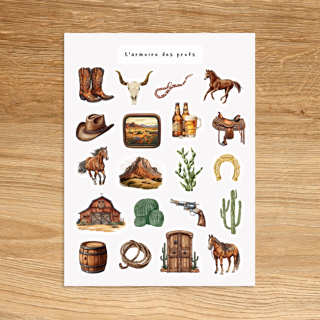COWBOY Western Country Stickers, Texas Horse Ranch Cowgirl Junk Journal ...