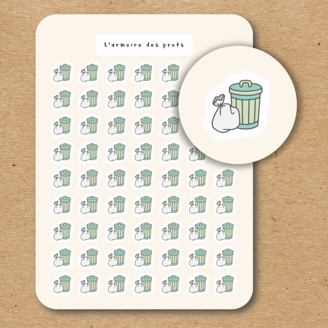 TRASH Garbage Household Chores Planner Stickers, Cleaning Sticker Set ...