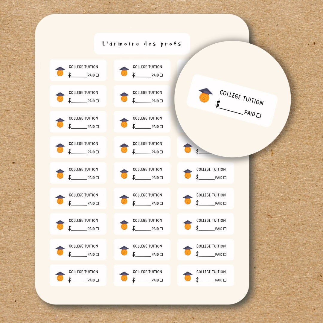 COLLEGE TUITION Budget Planner Stickers, Expense Finance Tracker ...