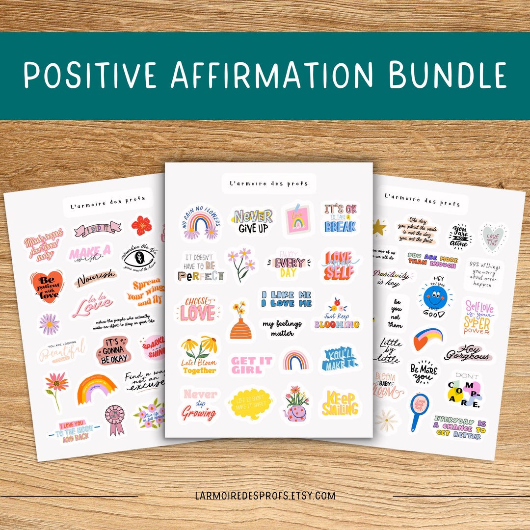 POSITIVE AFFIRMATION Theme Sticker Sheet / Quotes Sticker Pack ...