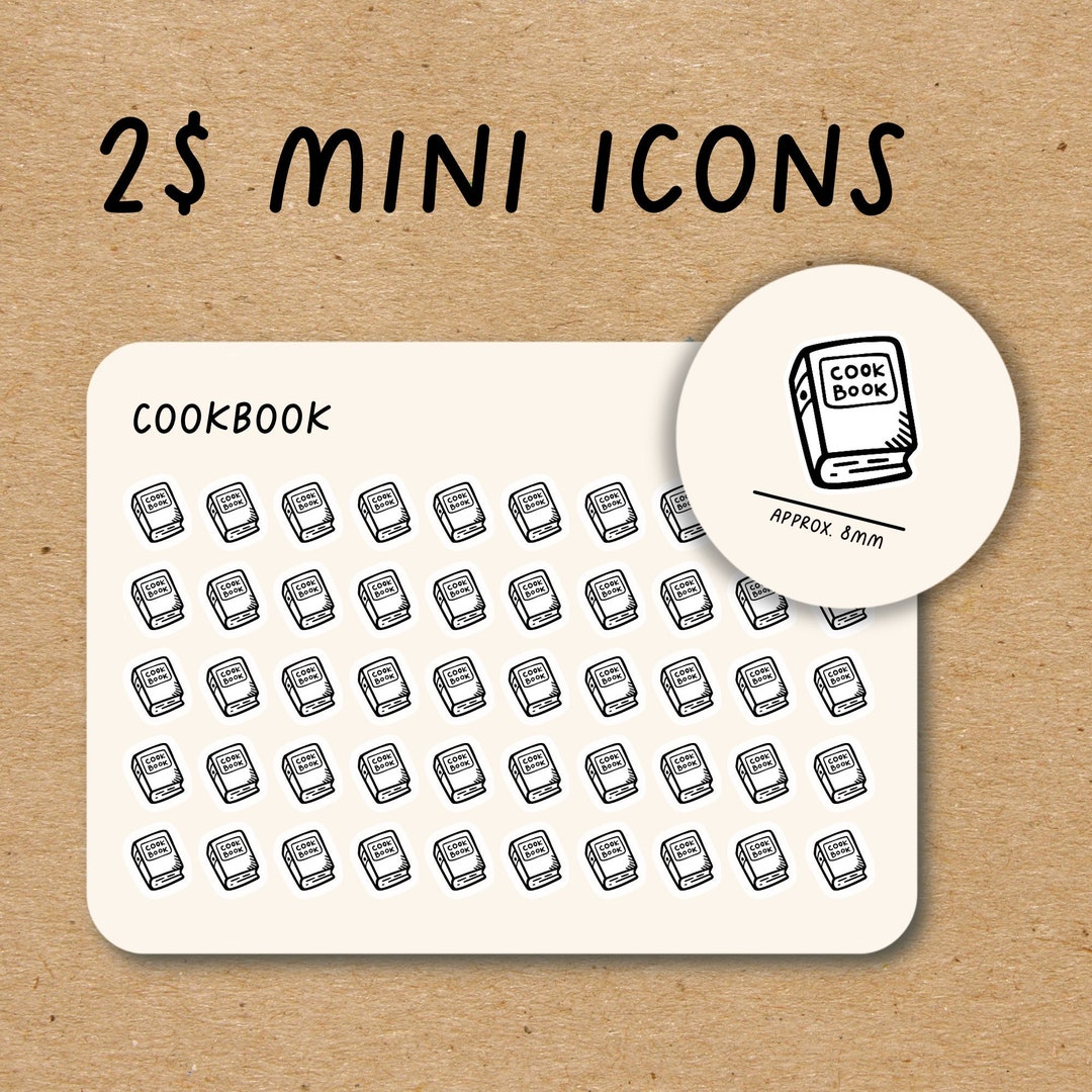 COOKBOOK Mini Icon Stickers / Minimal Functional Planner Stickers ...