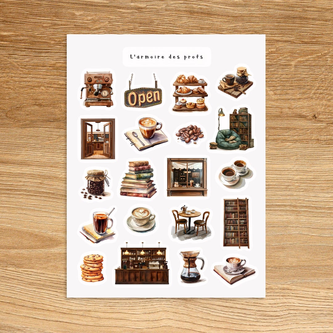 COFFEE Mug Stickers, Espresso Hot Coffee Lover Stickers, Coffee Shop ...