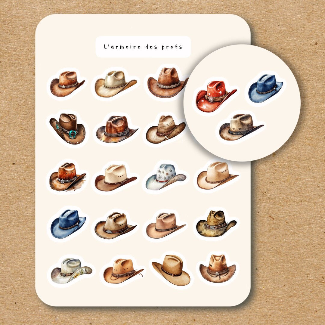COWBOY HAT Stickers for Planner, Journal, Notebook, Western Planner ...