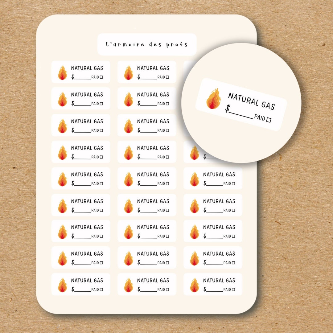 NATURAL GAS Stickers for Budget Planner / Payment Finance Planner ...