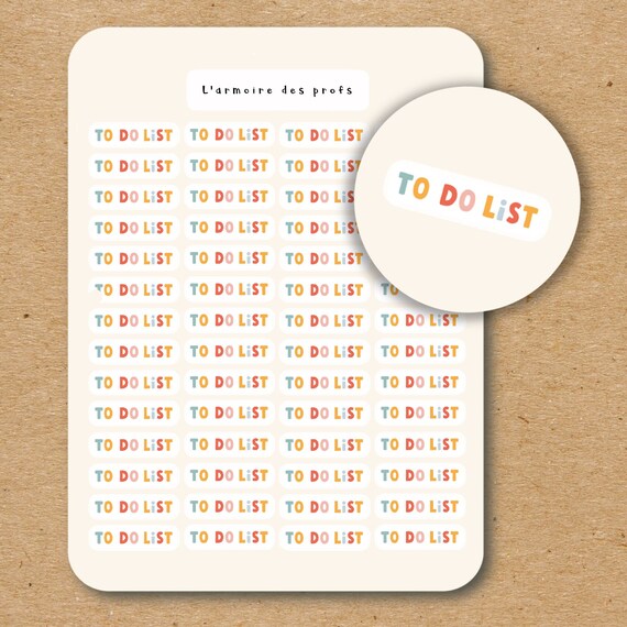 TO DO LIST Text Stickers / Script Sticker Sheet / Custom Text | Etsy