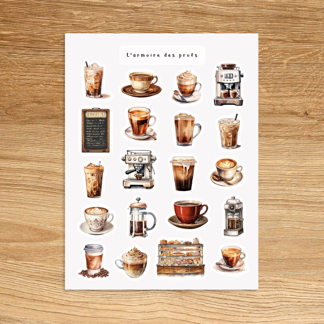 Coffee Planner Stickers, Morning Routine Stickers, Espresso & Latte ...