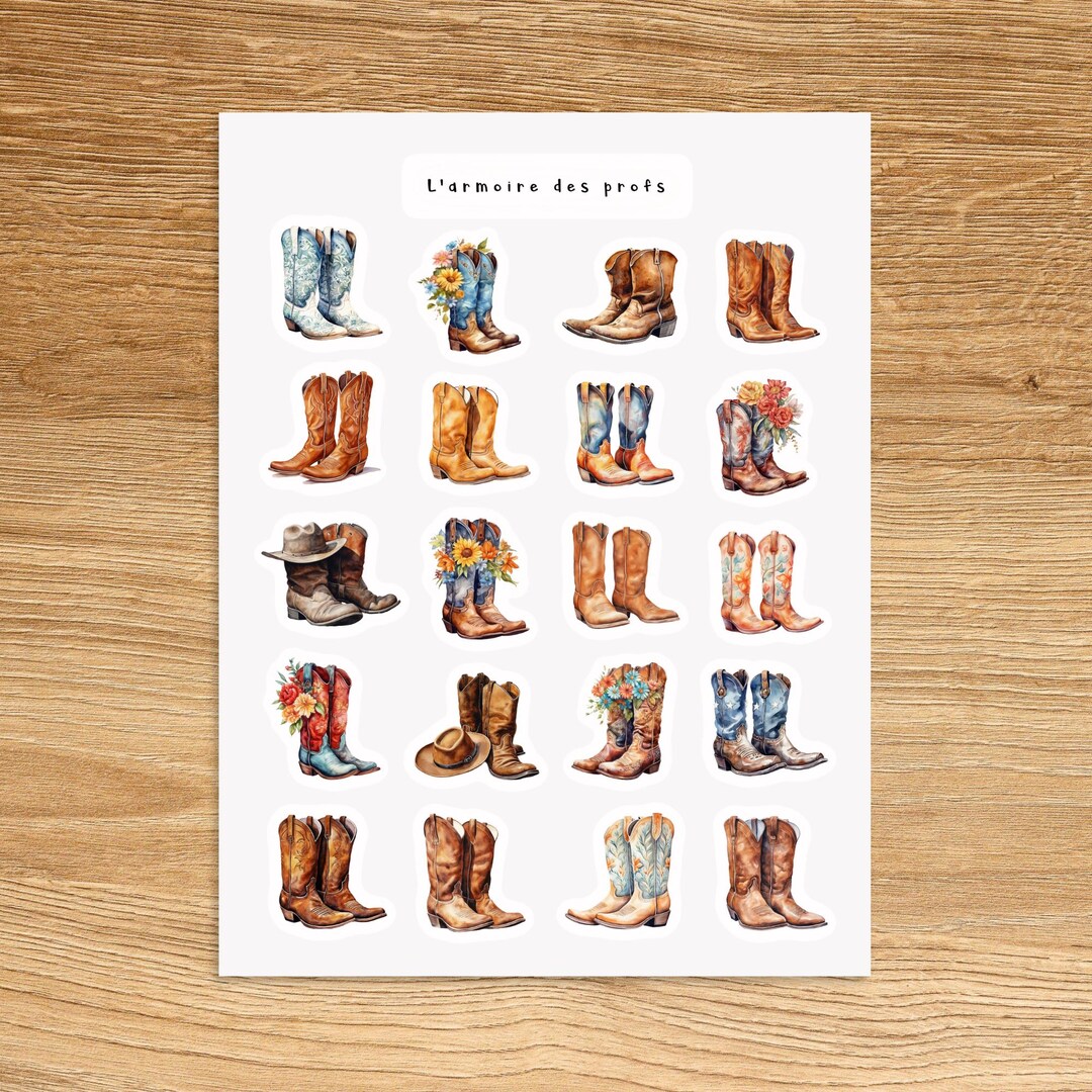 COWBOY BOOTS Stickers for Planner, Journal, Notebook, Western Planner ...