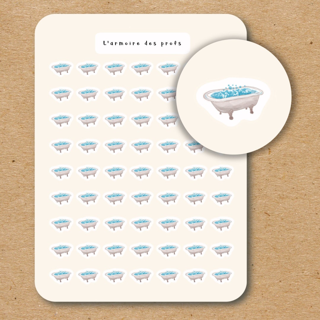 BATH TUB Icon Stickers for Planner, Bath Time Stickers, Self-care ...