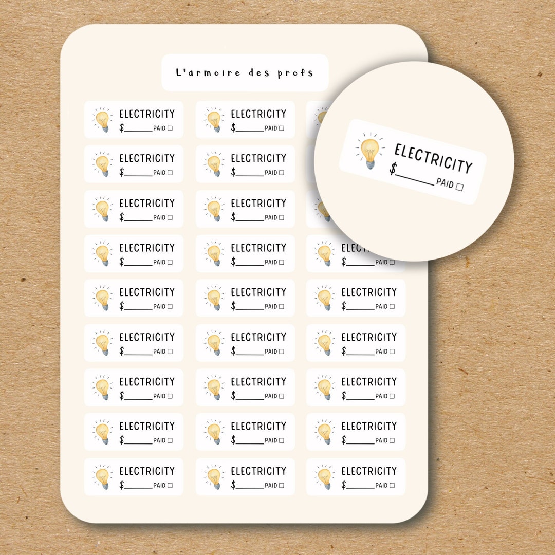 ELECTRICITY Stickers Budget Planner / Finance Tracker / Budget Planner ...