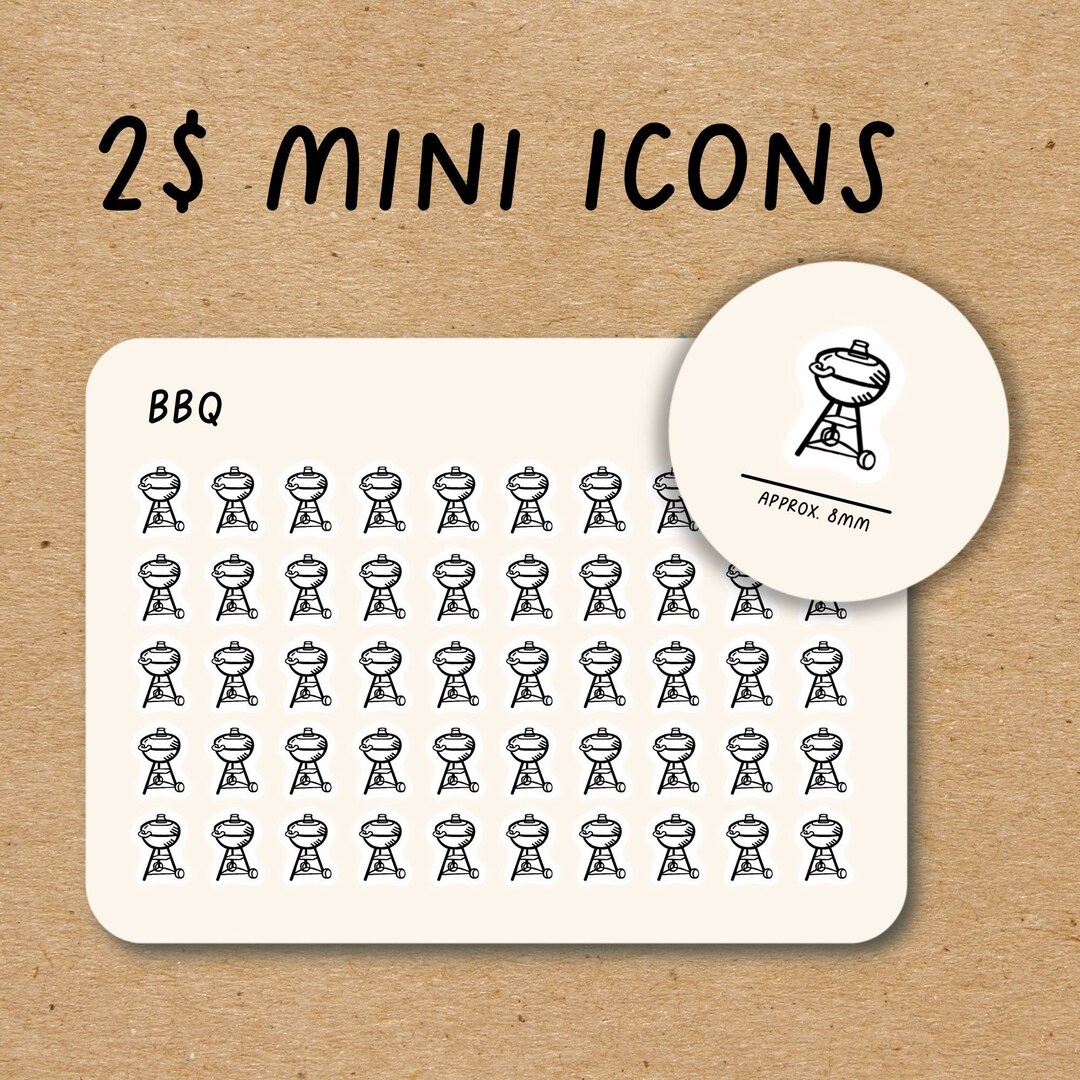 BBQ NIGHT Mini Icon Stickers / Food Minimal Functional Planner Stickers ...