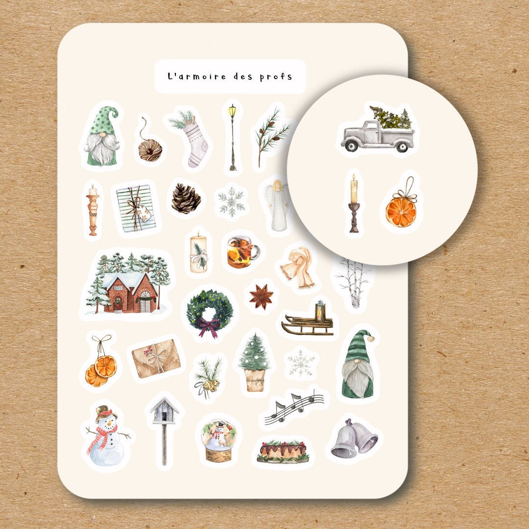 CHRISTMAS Theme Sticker Sheet / Holiday Planner Stickers / Cozy Sticker ...