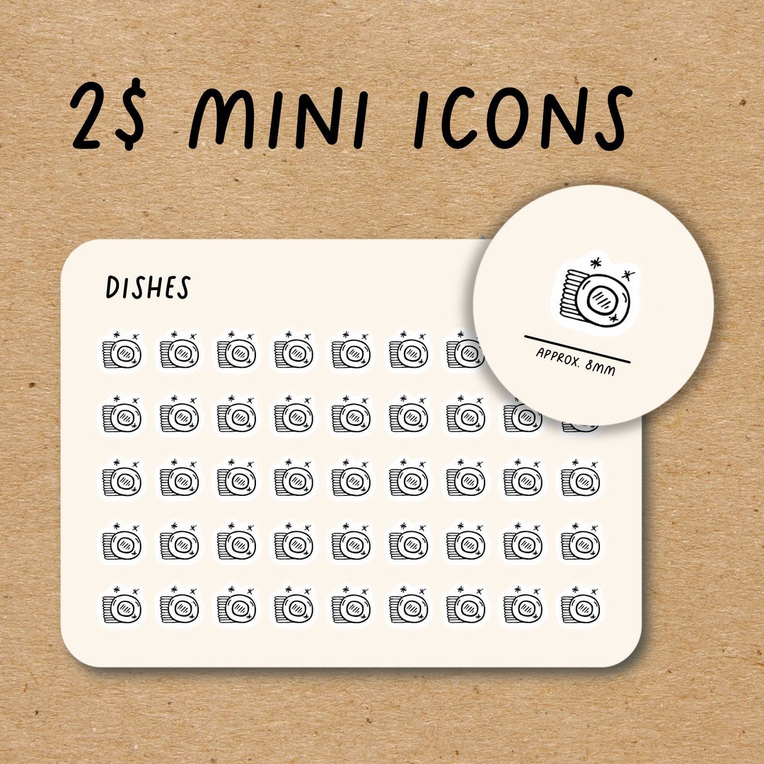 DISHES Mini Icon Stickers for Planner / Household Icon Stickers ...