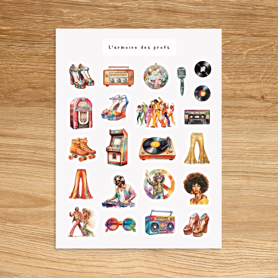 RETRO Stickers for Planner Journal Notebook, Vintage Groovy Stickers ...