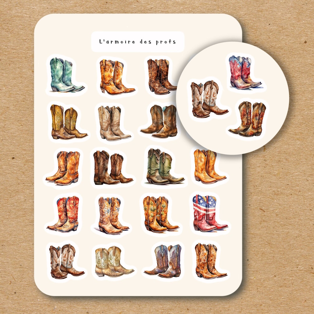 COWBOY BOOTS Stickers for Planner, Journal, Notebook, Western Planner ...