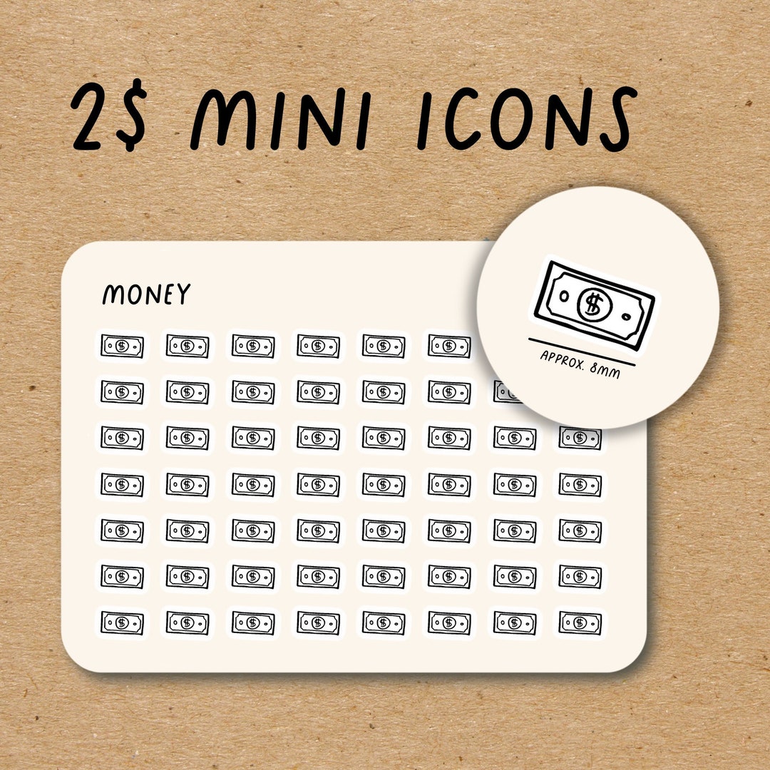 MONEY BILL Mini Icon Stickers for Planner / Dollar Icon Stickers ...