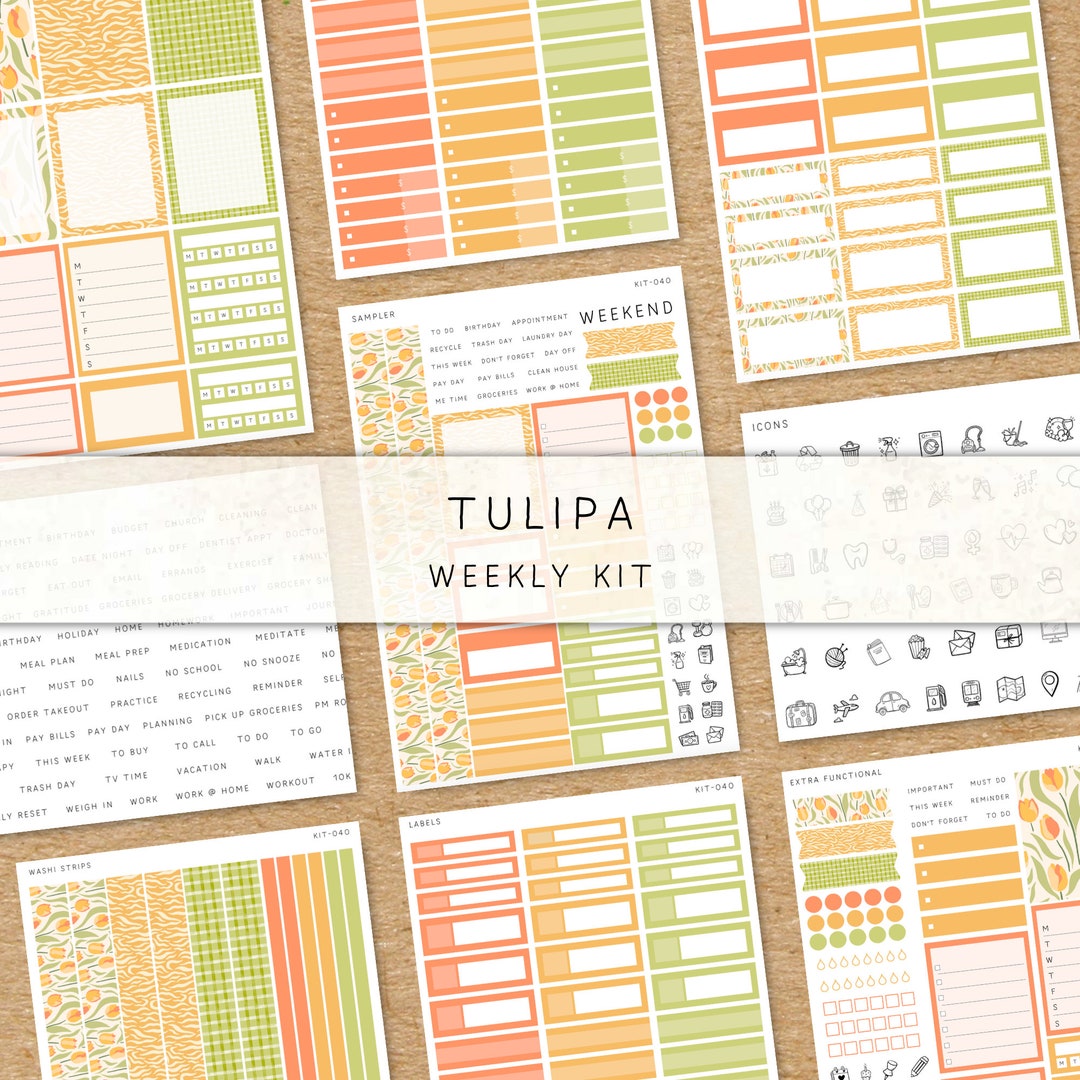 KIT-040 Weekly Sticker Kit for Hourly Planner, Vertical Planner, Weekly ...