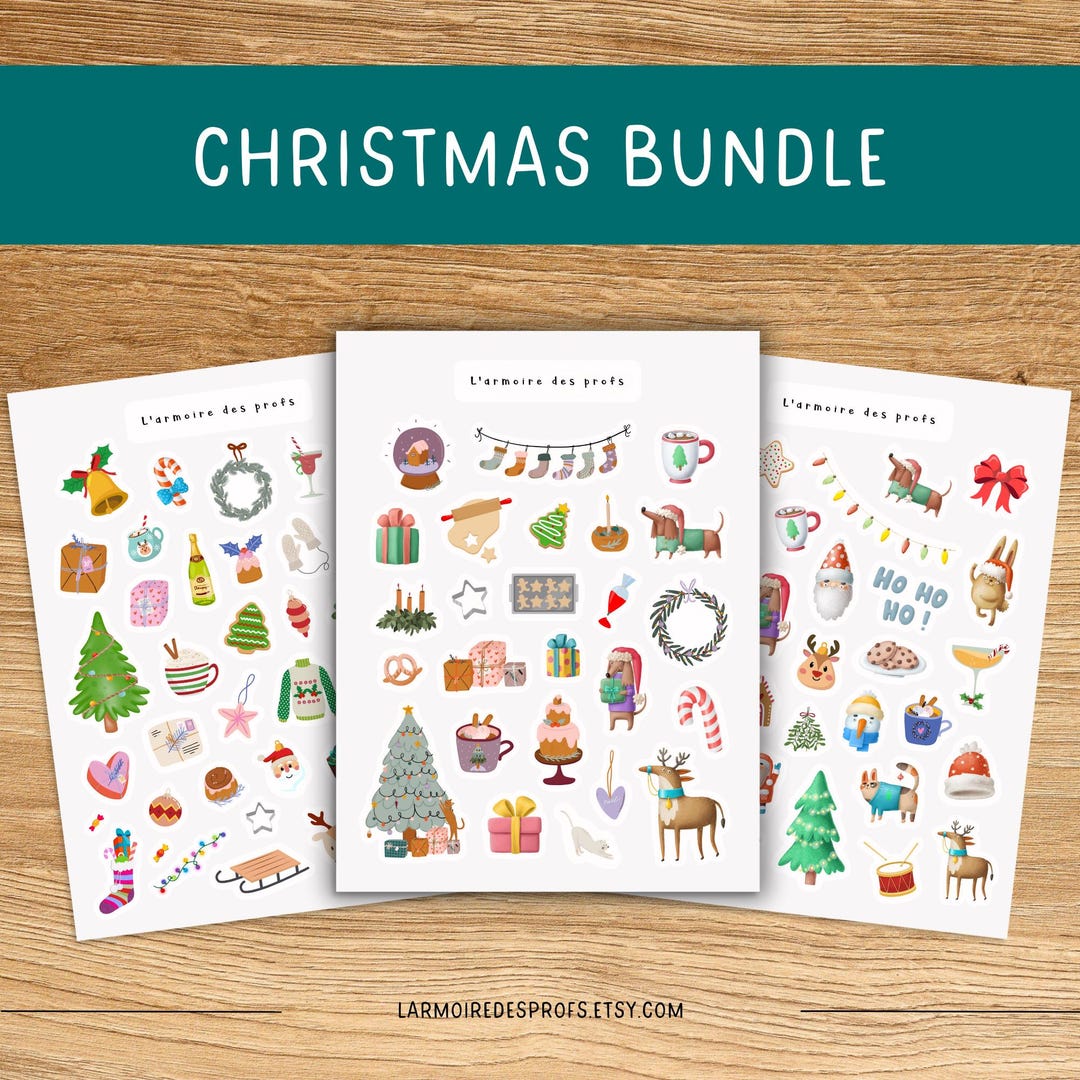 CHRISTMAS Sticker Sheet Pack, Holiday Stockings Stickers, Cozy Holiday ...