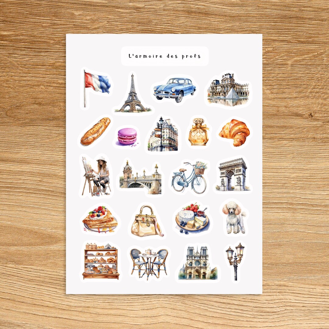 Travel Stickers, France Paris Europe Vacation Planner Stickers ...