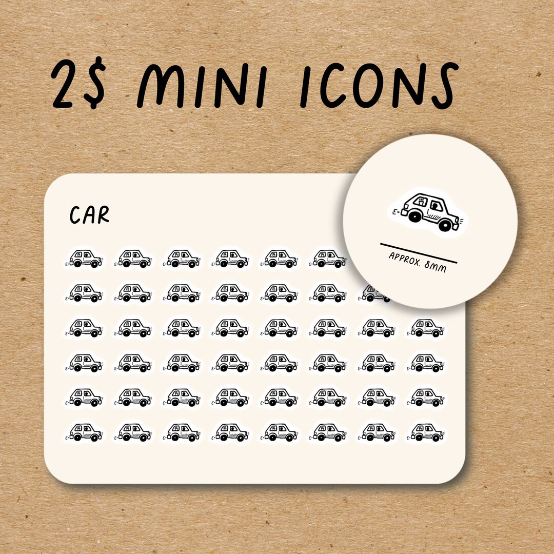 CAR Mini Icon Stickers for Planner / Bill Due Icon Stickers / Budget ...