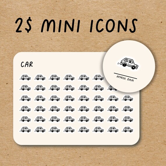 CAR Mini Icon Stickers for Planner / Bill Due Icon Stickers / - Etsy