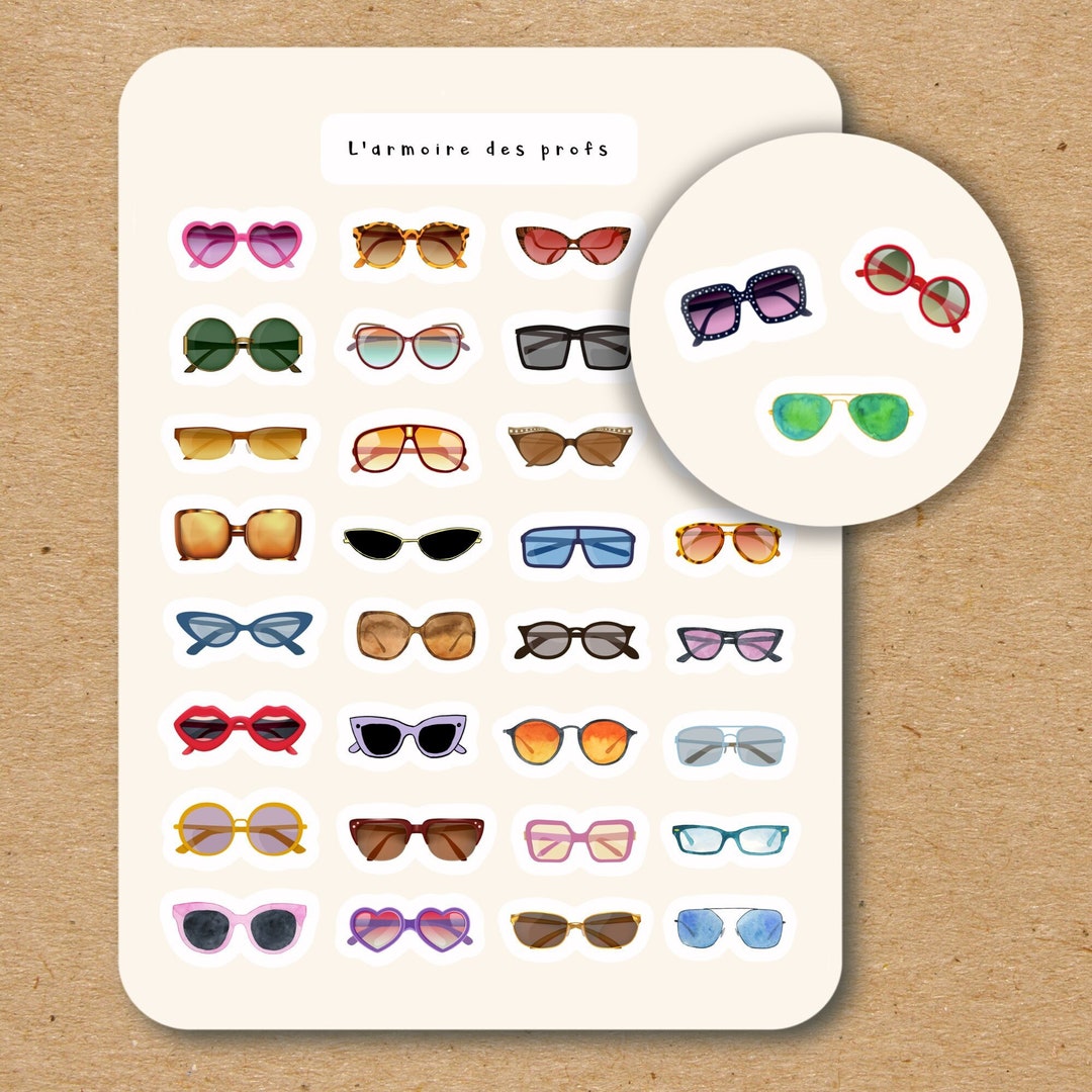 SUNGLASSES Stickers for Planners Journals Scrapbooking and Notebooks ...