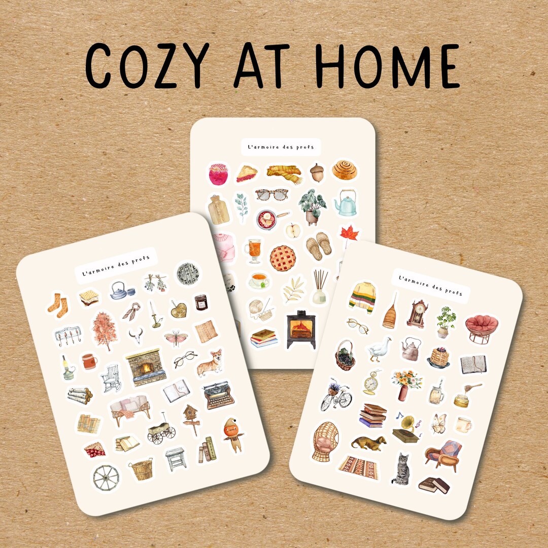 COZY Theme Sticker Sheet / Hygge Planner Stickers / Cozy at Home ...