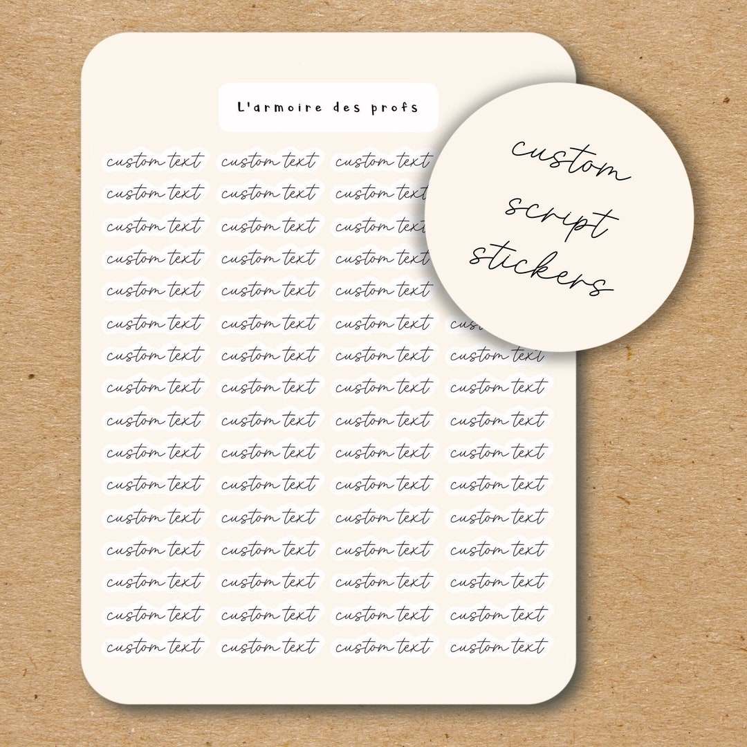 CUSTOM SCRIPT TEXT Stickers / Custom Script for Planners / Script ...