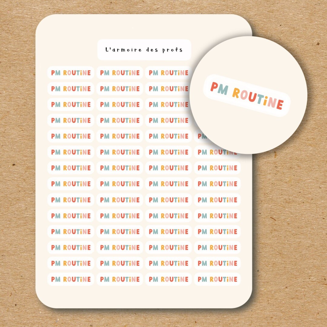 PM ROUTINE Text Stickers / Text Planner Stickers / Script Stickers - Etsy