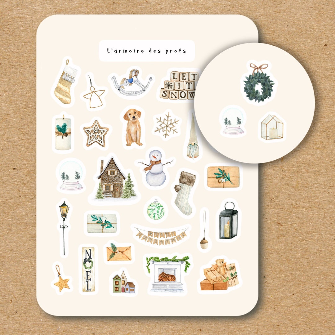 CHRISTMAS Theme Sticker Sheet / Holiday Planner Stickers / Cozy Sticker ...