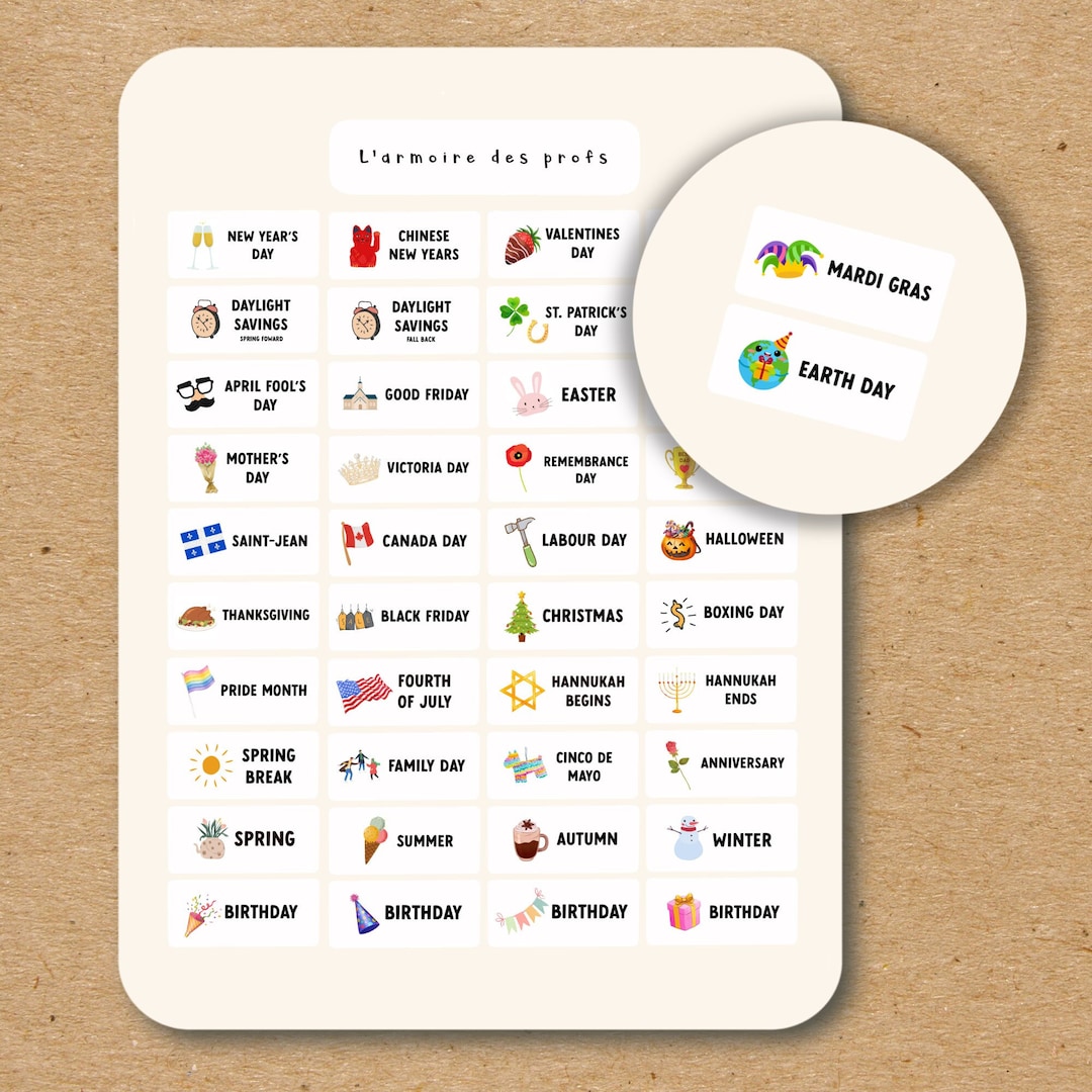 HOLIDAY Planner Stickers / Calendar Icons / Holiday Reminder / Monthly ...