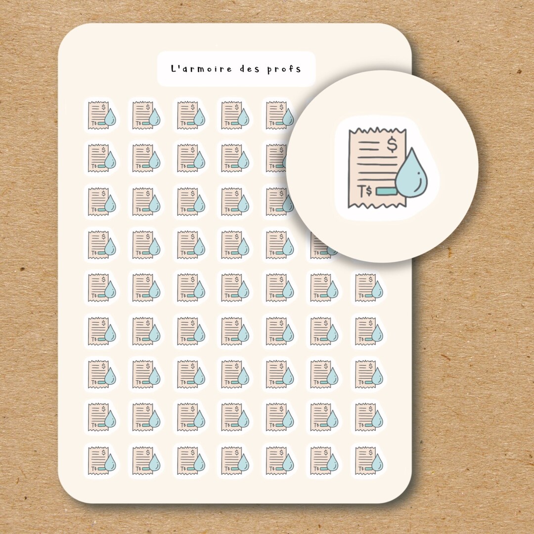 WATER BILL Budget Planner Stickers, Minimalist Planner, Expense Finance ...