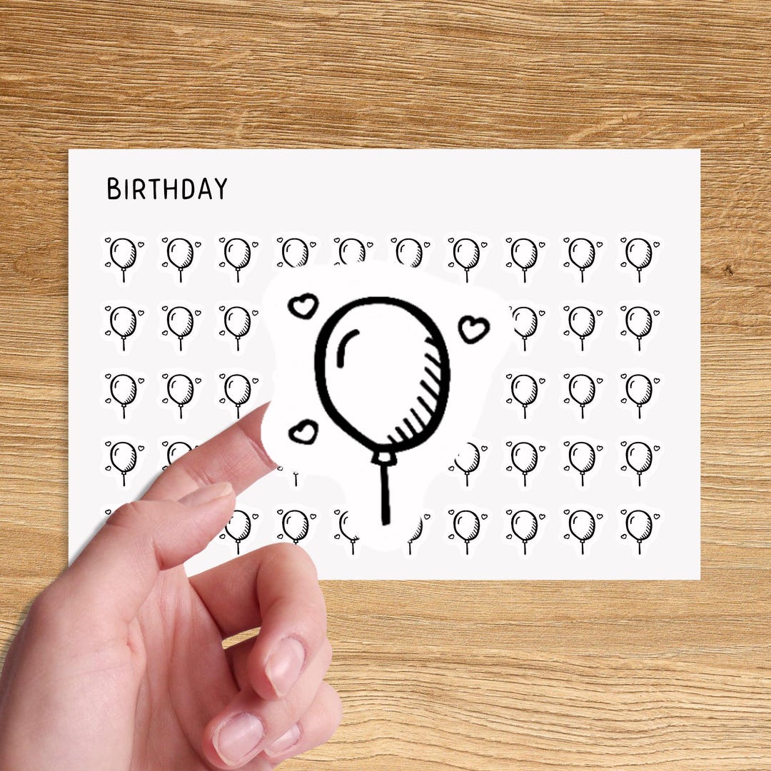 CELEBRATION Mini Icon Stickers / Birthday Balloon Minimal Functional ...
