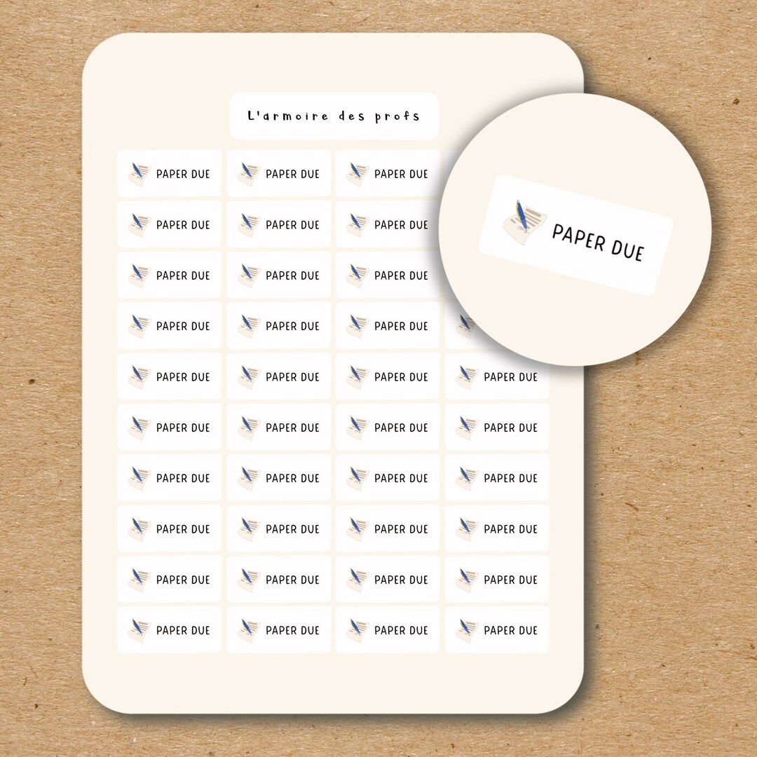 PAPER DUE Stickers for Teacher and Student Planner / School Planner ...